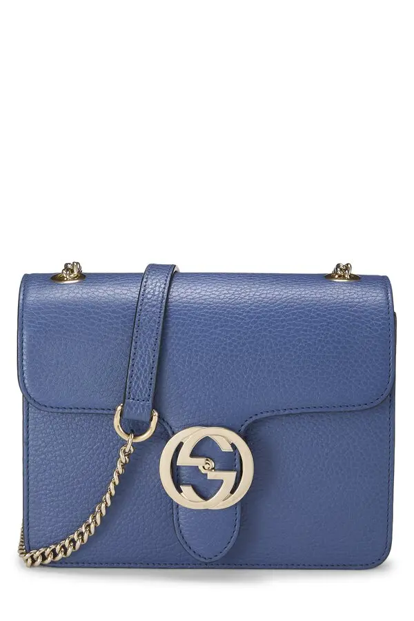 Gucci Leather Interlocking Crossbody - Blue