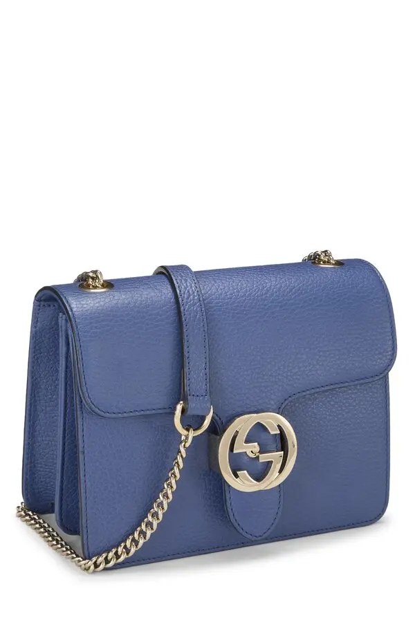 Gucci Leather Interlocking Crossbody - Blue