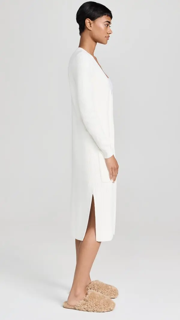 Barefoot Dreams Ribbed Knit Long Cardigan - Pearl