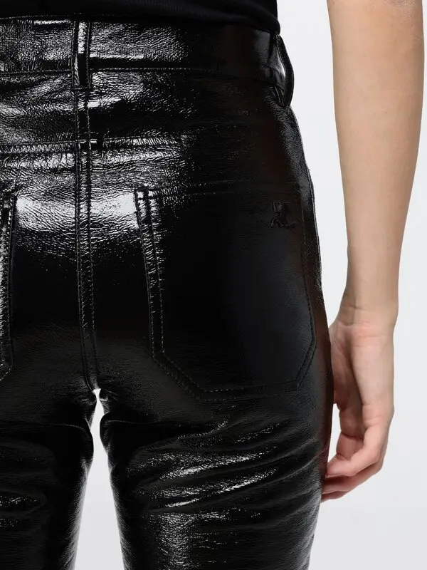 COURREGES High-waisted Skinny Trousers In Coated Cotton