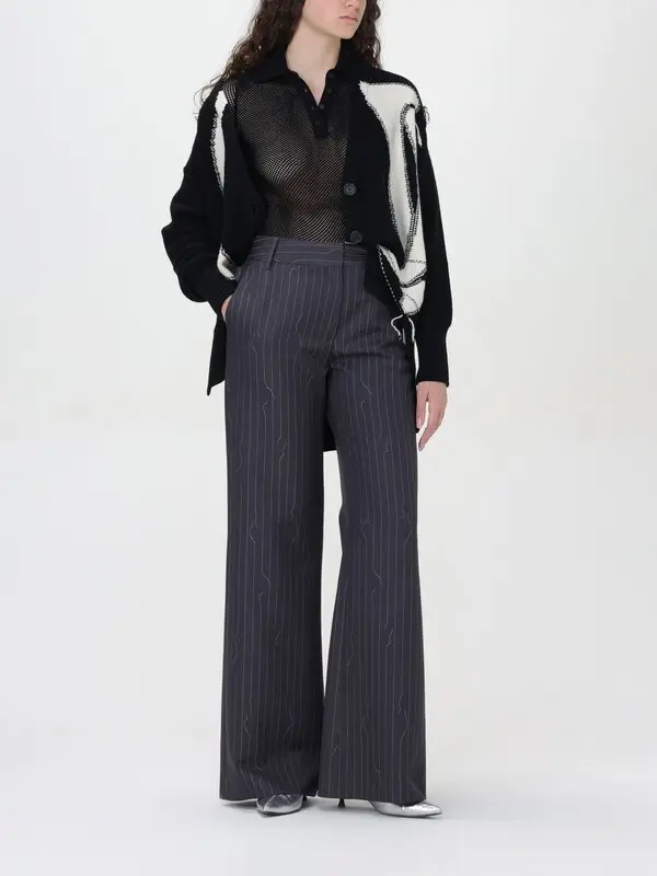 Off-White Tailored Wide Leg Pinstripe Trousers