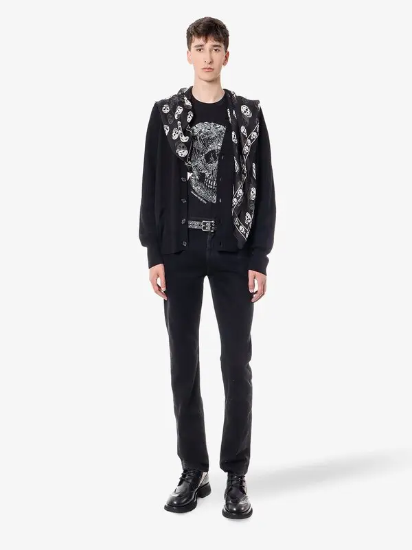 Alexander McQueen Wool Cardigan With Logo Embroidery