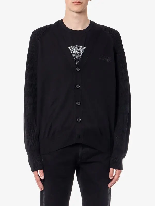 Alexander McQueen Wool Cardigan With Logo Embroidery