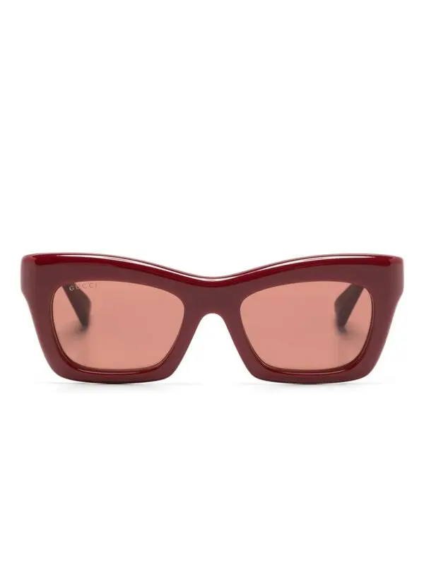 Gucci Rectangle-frame Sunglasses - Red