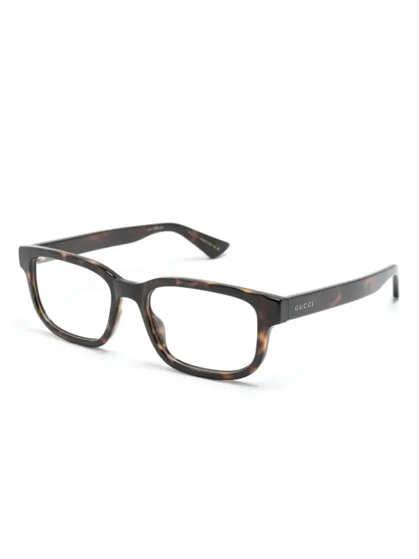 Gucci Tortoiseshell Rectangle-frame Glasses