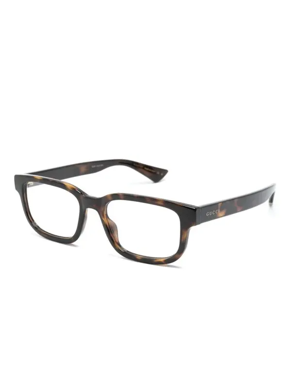 Gucci Tortoiseshell Rectangle-frame Glasses