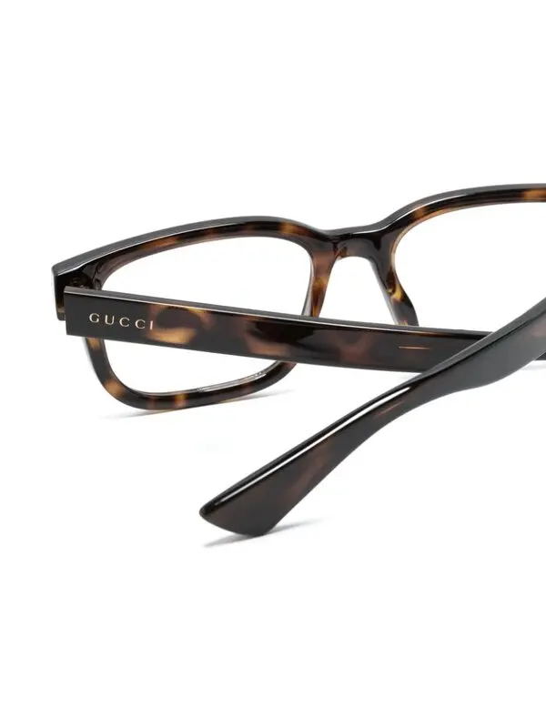 Gucci Tortoiseshell Rectangle-frame Glasses