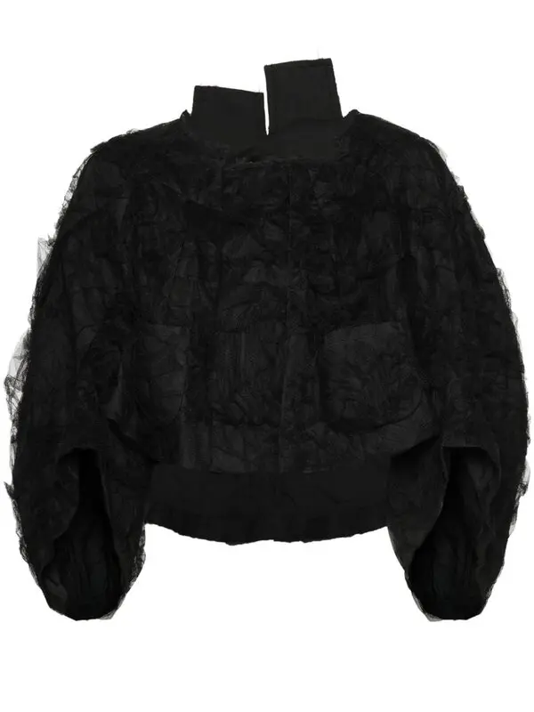 Comme Des Garçons Tulle-inserts Cropped Jacket