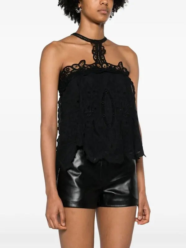 Isabel Marant Vannel Broderie-Anglaise Tank Top In Black - 60% Off