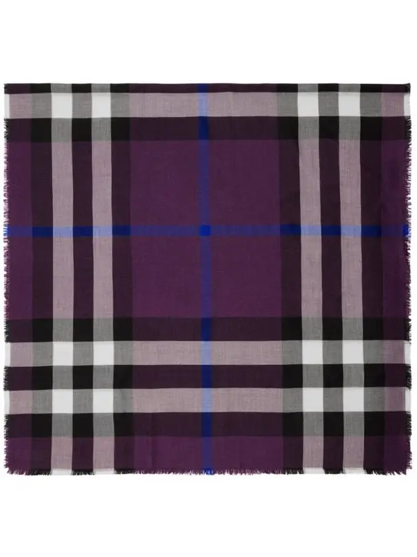 Burberry Raw-cut Checked Scarf - Purple
