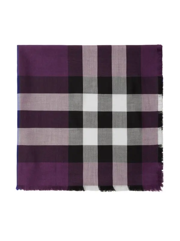 Burberry Raw-cut Checked Scarf - Purple
