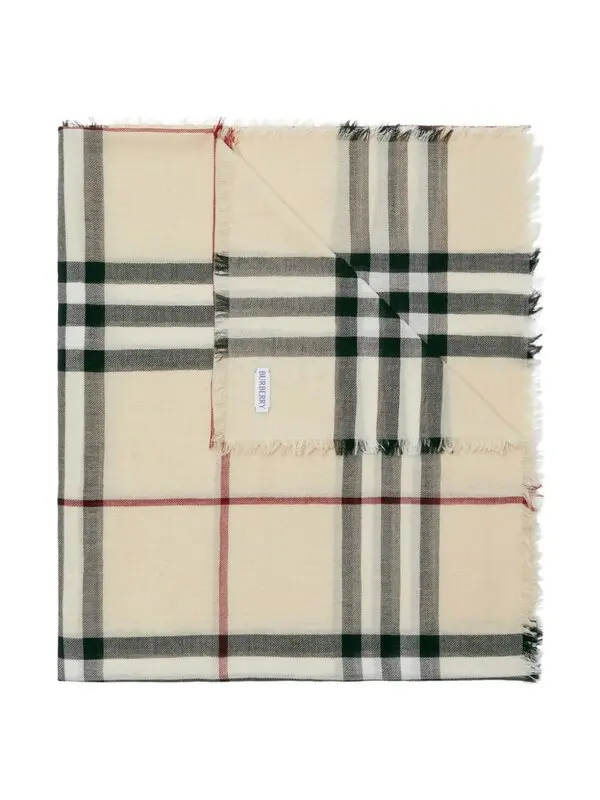 Burberry Raw-cut Checked Wool Scarf