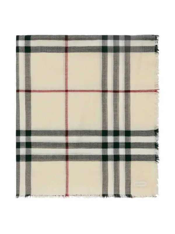 Burberry Raw-cut Checked Wool Scarf