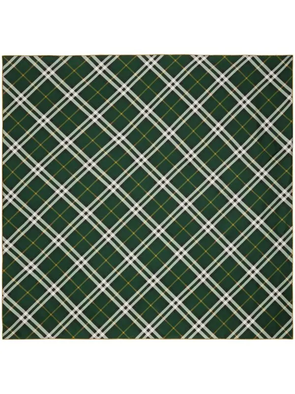 Burberry Checked Silk Scarf - Green
