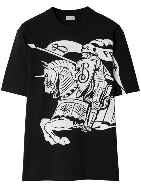 Burberry Equestrian Knight-print Cotton T-shirt - Black