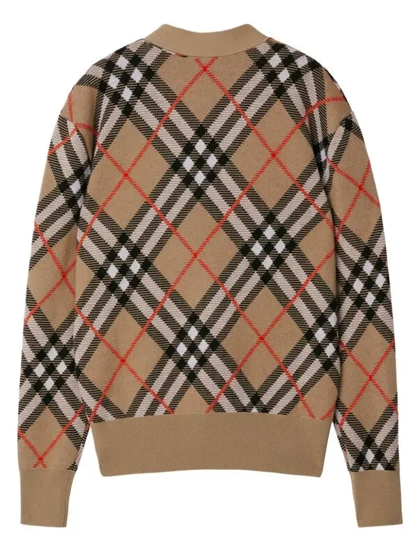 Burberry Checked Cardigan - Brown