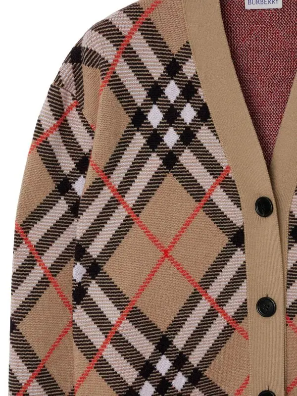 Burberry Checked Cardigan - Brown