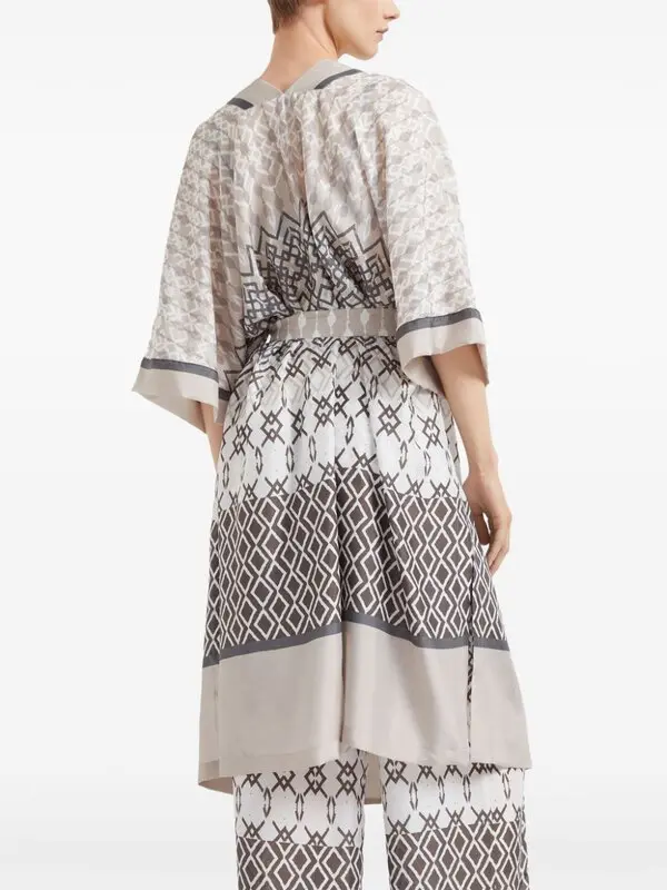 Brunello Cucinelli Geometric Print Silk Robe