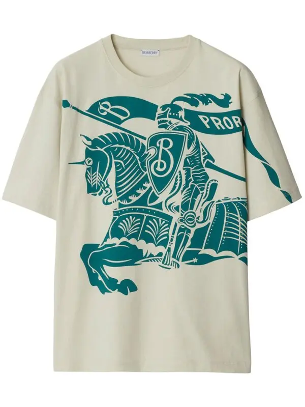 Burberry Ekd-print Cotton T-shirt - Neutrals