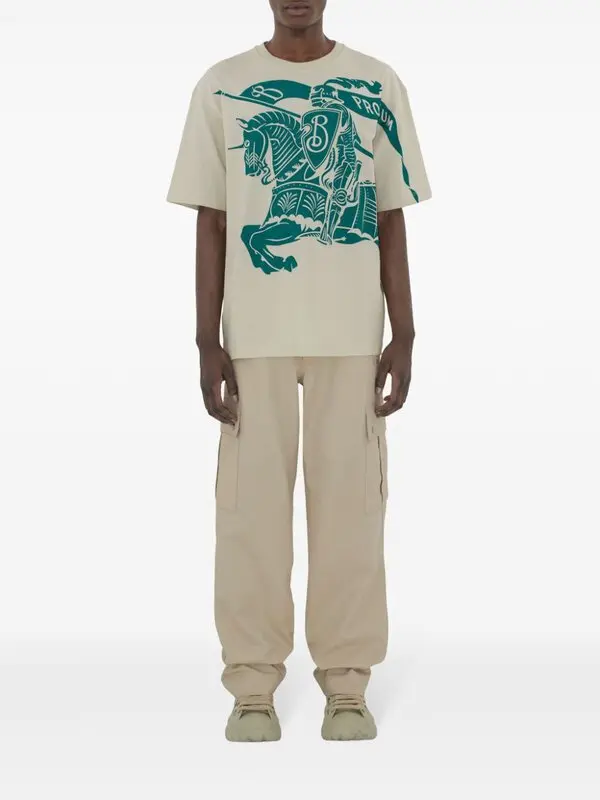 Burberry Ekd-print Cotton T-shirt - Neutrals