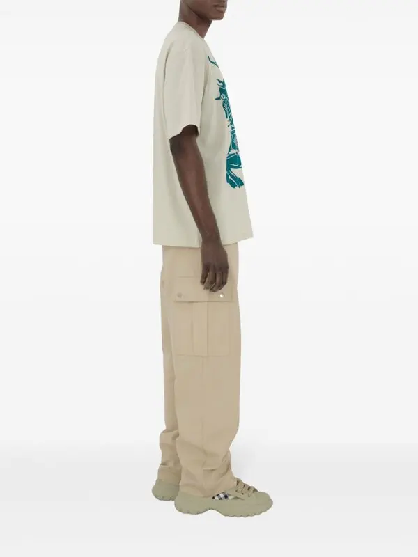 Burberry Ekd-print Cotton T-shirt - Neutrals