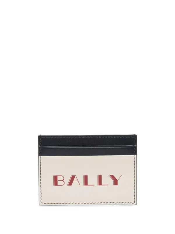 Bally Slogan-print Leather Cardholder - Neutrals