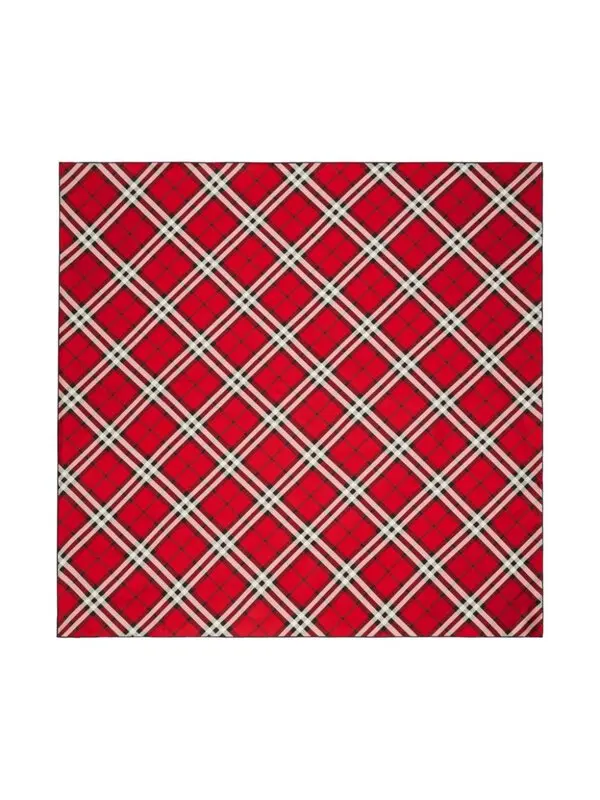 Burberry Checked Silk Scarf - Red