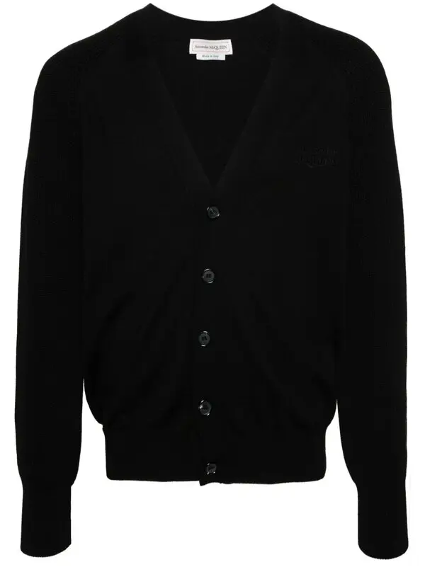 Alexander McQueen Embroidered-logo Knitted Cardigan
