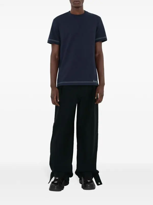 Burberry Contrast-stitching Cotton T-shirt - Blue