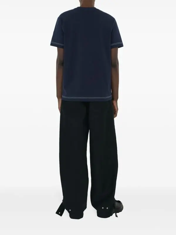 Burberry Contrast-stitching Cotton T-shirt - Blue