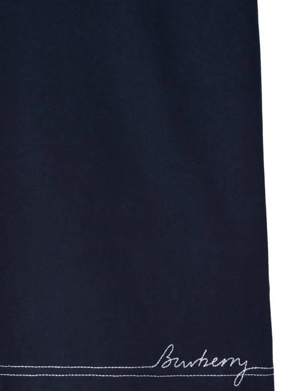 Burberry Contrast-stitching Cotton T-shirt - Blue