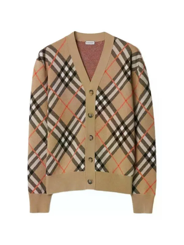 Burberry Check Wool Mohair Blend Cardigan