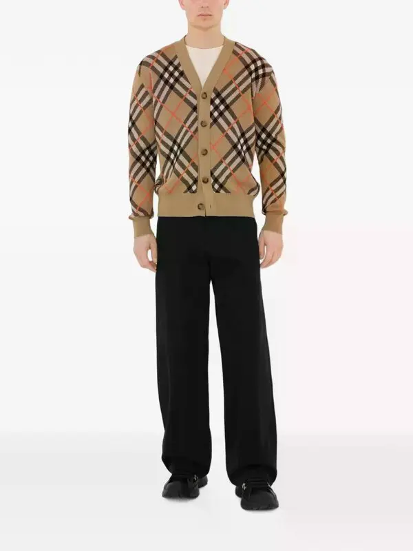 Burberry Check Wool Mohair Blend Cardigan