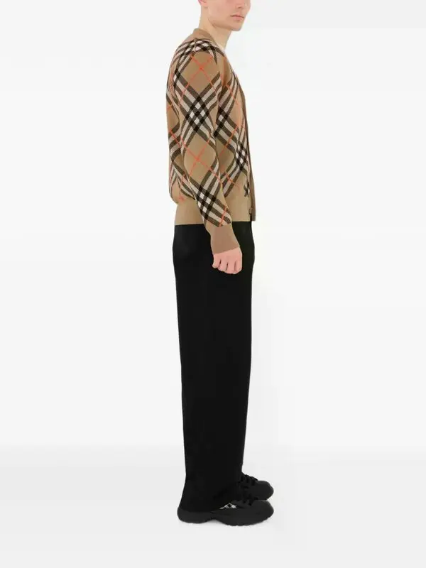 Burberry Check Wool Mohair Blend Cardigan