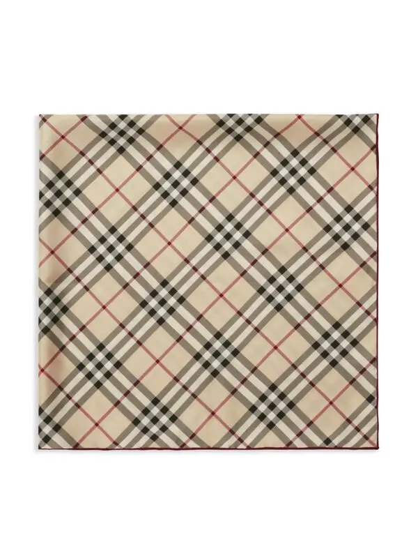 Burberry Checked Silk Scarf - Neutrals