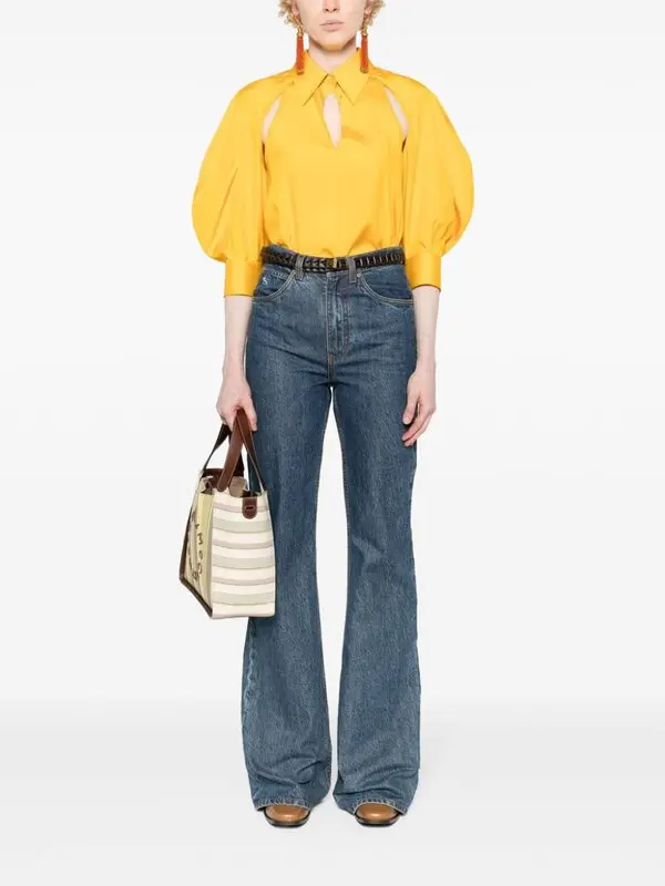 Chloé Open-shoulder Silk Blouse