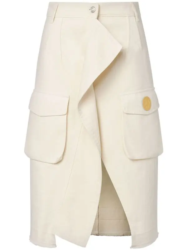 Moschino Asymmetric Cargo Denim Knee-length Skirt