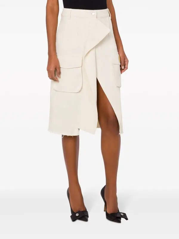 Moschino Asymmetric Cargo Denim Knee-length Skirt