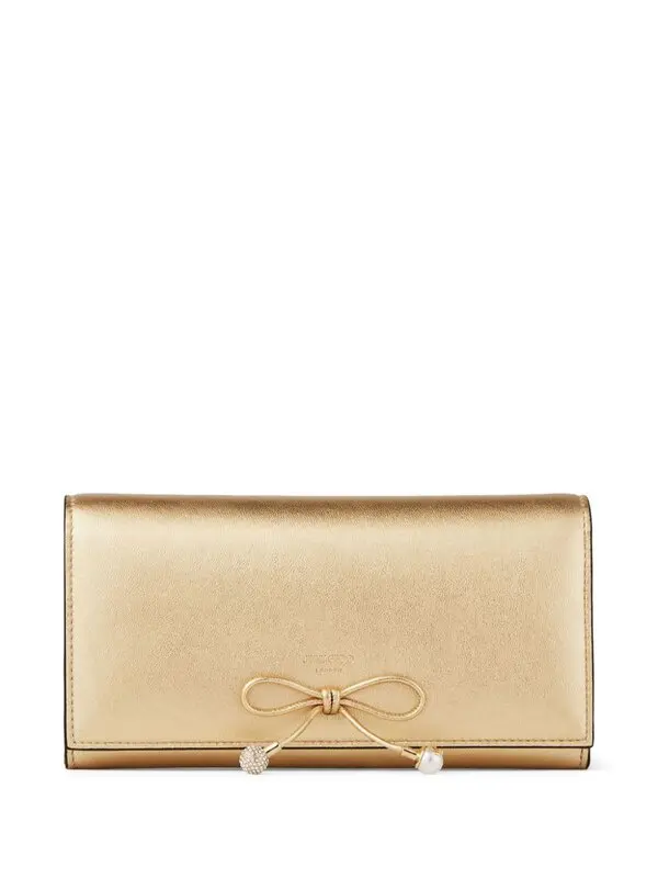 JIMMY CHOO Martina Metallic-effect Wallet - Gold