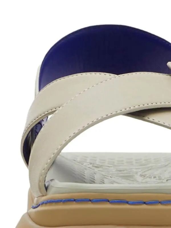 Burberry Crossover Debossed-logo Leather Sandals - Neutrals