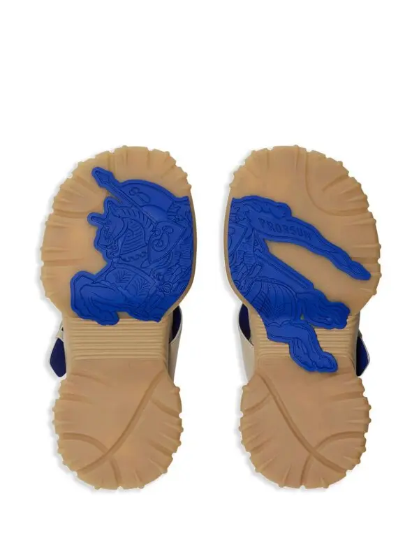 Burberry Crossover Debossed-logo Leather Sandals - Neutrals