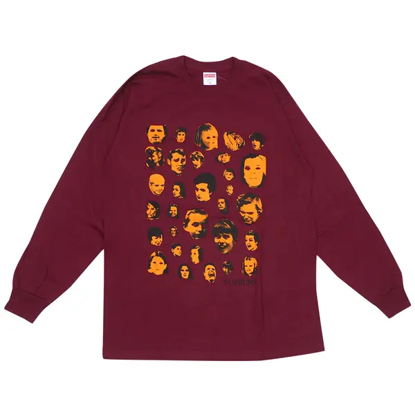 Supreme Faces Long-sleeve Tee 'burgundy - Red