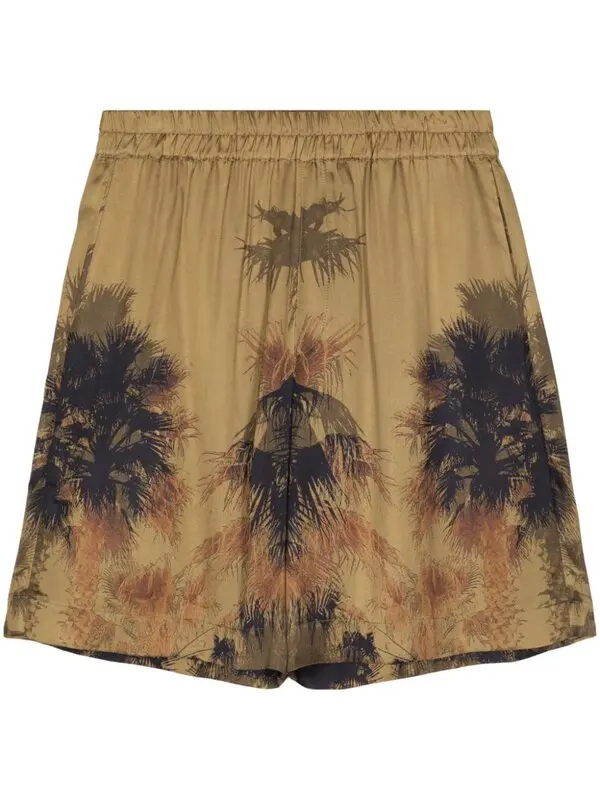 LANEUS Palm Tree-print Bermuda Shorts