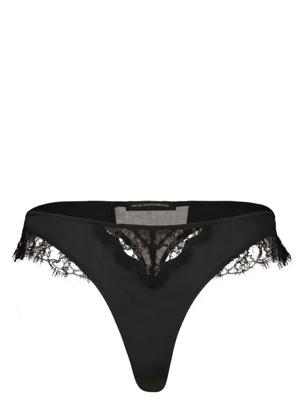 Kiki De Montparnasse Lace Inset Thong - Black