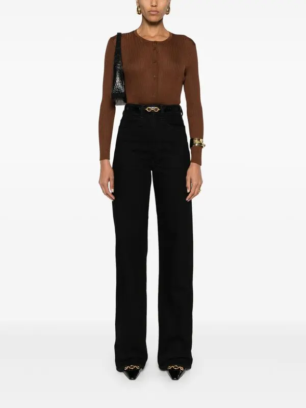 TOM FORD Round-neck Ribbed Cardigan - Brown