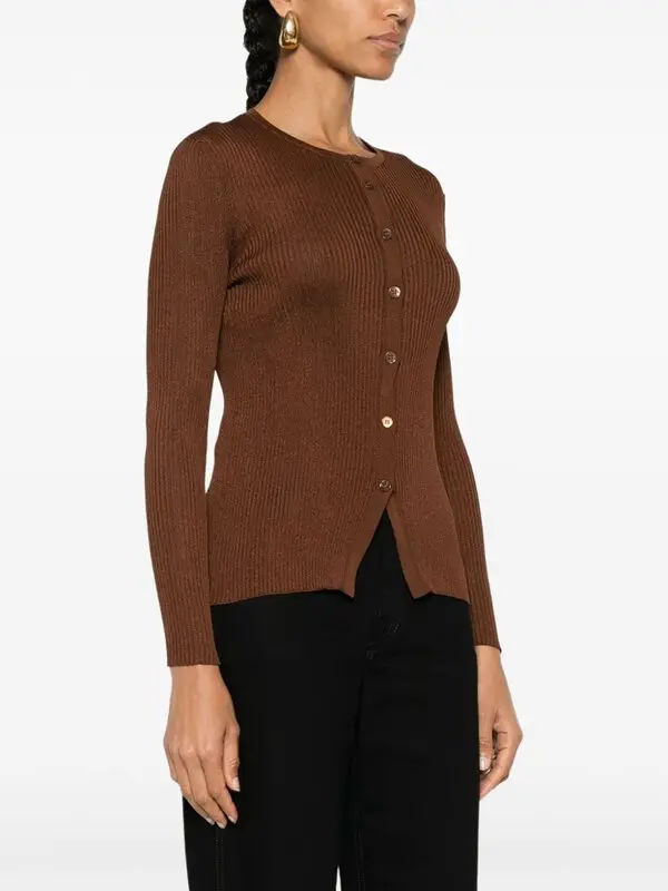 TOM FORD Round-neck Ribbed Cardigan - Brown
