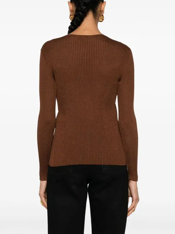 TOM FORD Round-neck Ribbed Cardigan - Brown