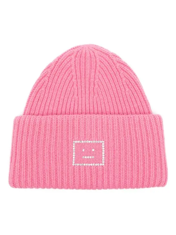 Acne Studios Face-appliqué Beanie - Pink