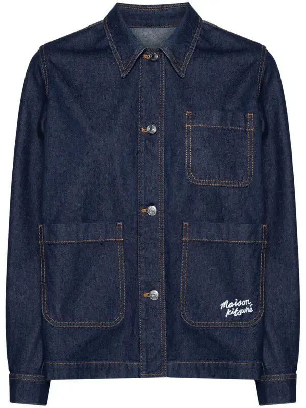 Maison Kitsuné Logo-embroidered Denim Jacket - Blue