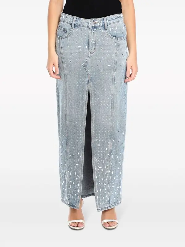 Retrofete Crystal-embellished Denim Skirt - Blue